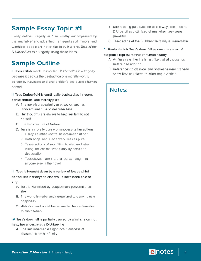 Tess of the d'Urbervilles Essay Topics and Outlines - eNotes.com