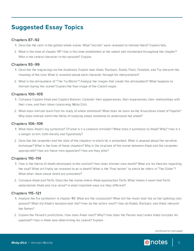 Moby-Dick Essay Topics and Outlines - eNotes.com