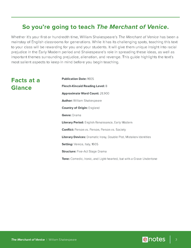 The Merchant of Venice eNotes Teaching Guide - eNotes.com