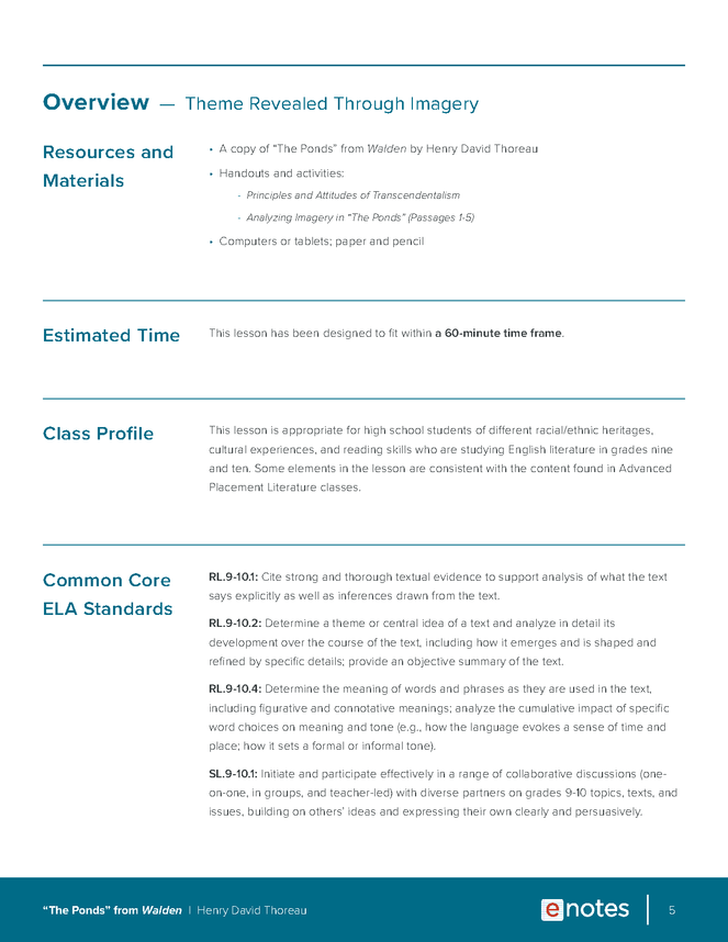 Walden Themes Lesson Plan - eNotes.com