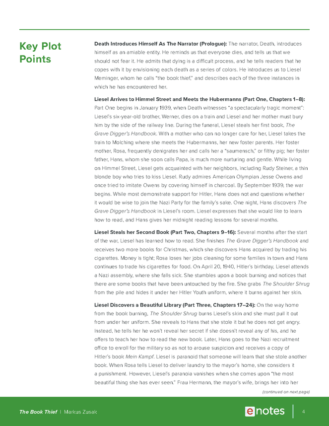 The Book Thief eNotes Teaching Guide - eNotes.com