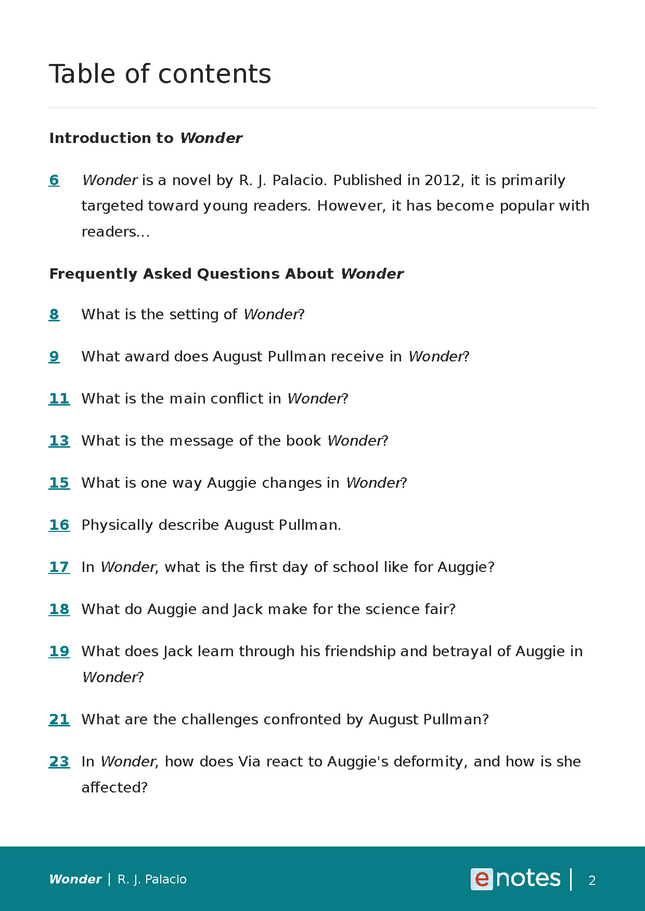 Popular Questions About Wonder - eNotes.com