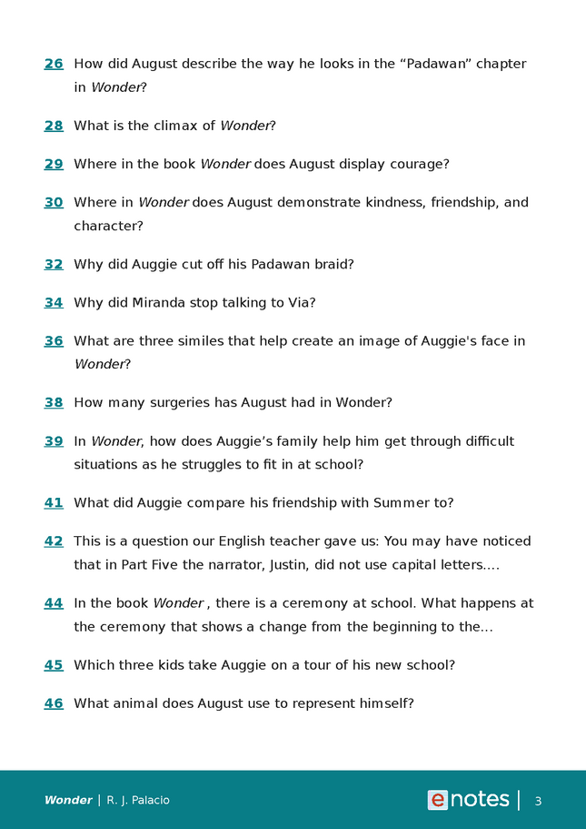 Popular Questions About Wonder - eNotes.com