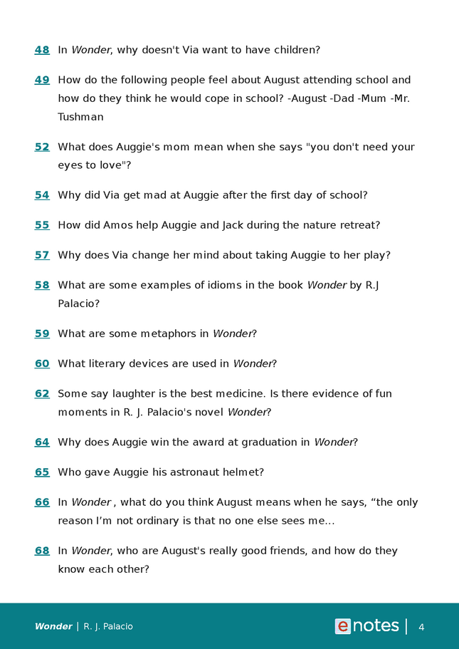 Popular Questions About Wonder - eNotes.com