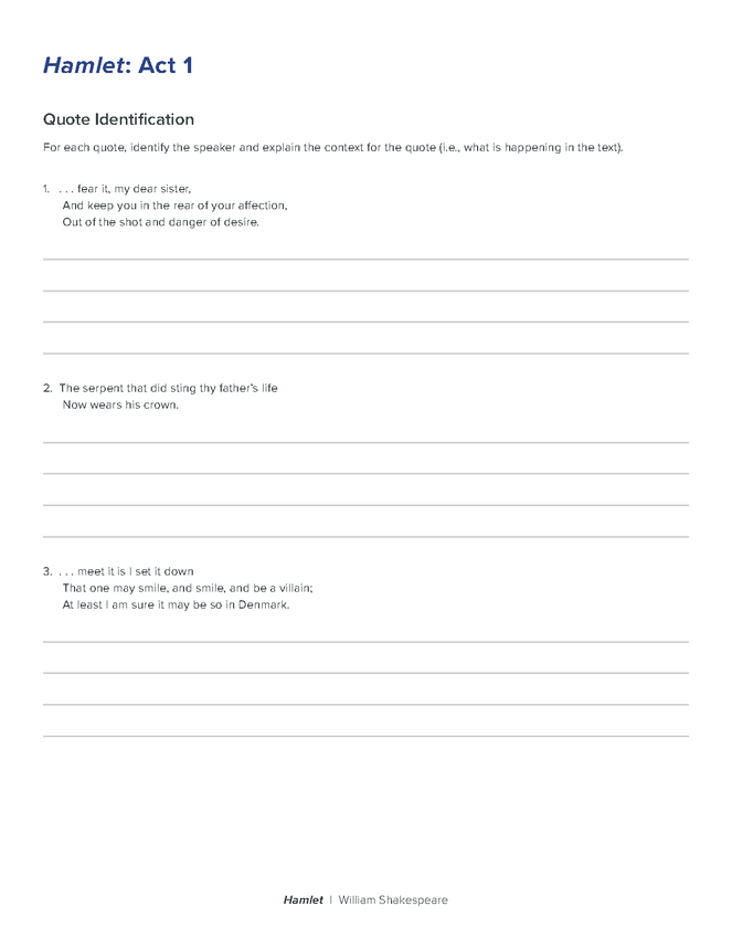 Hamlet Reading Comprehension Quiz - eNotes.com