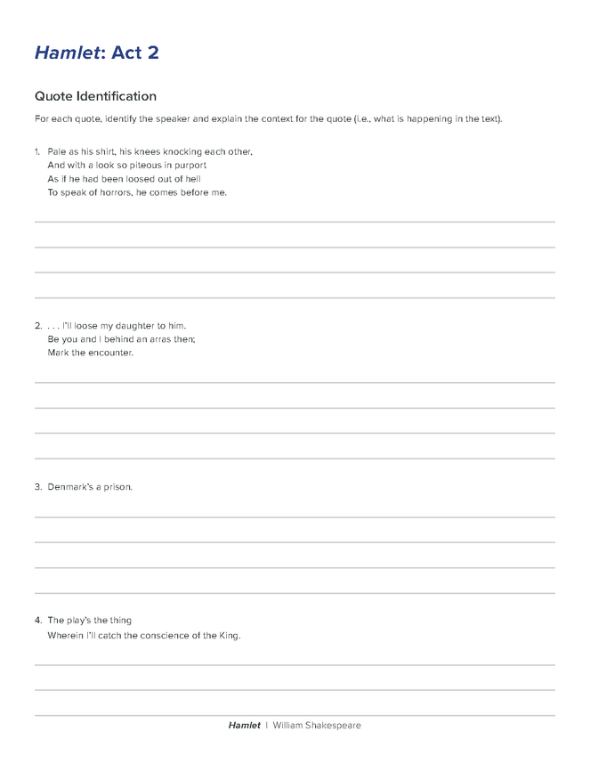 Hamlet Reading Comprehension Quiz - eNotes.com