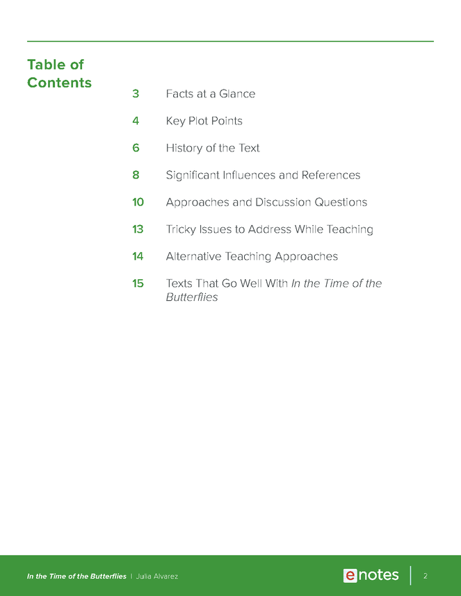 In the Time of the Butterflies eNotes Teaching Guide - eNotes.com