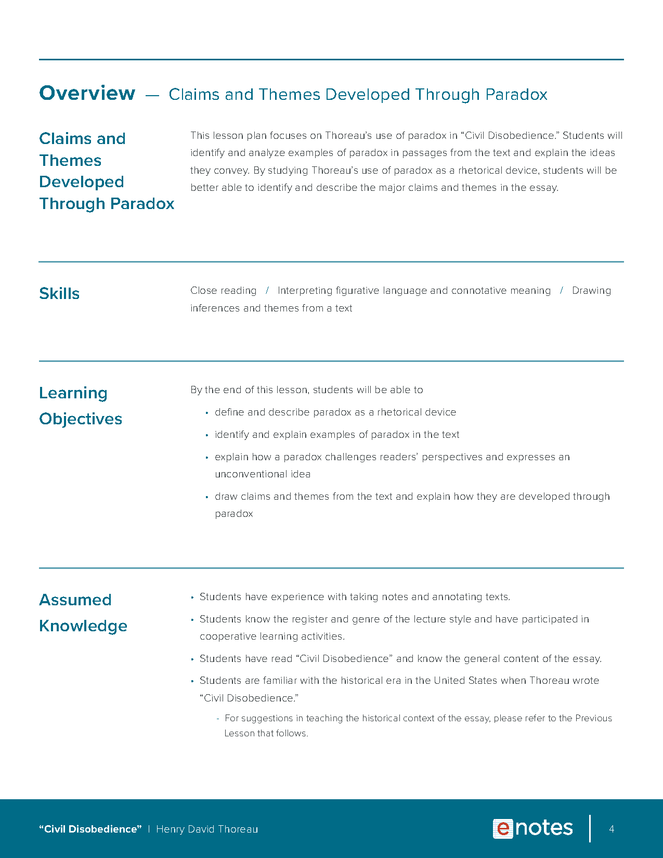 Civil Disobedience Themes Lesson Plan - eNotes.com Civil Disobedience Themes Lesson Plan - eNotes.com