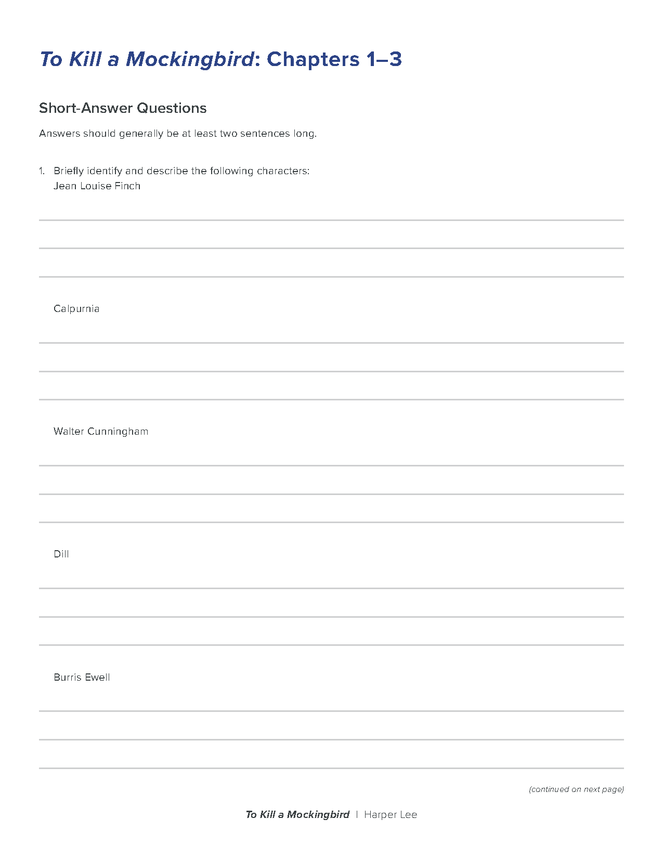 To Kill a Mockingbird Reading Comprehension Quiz - eNotes.com