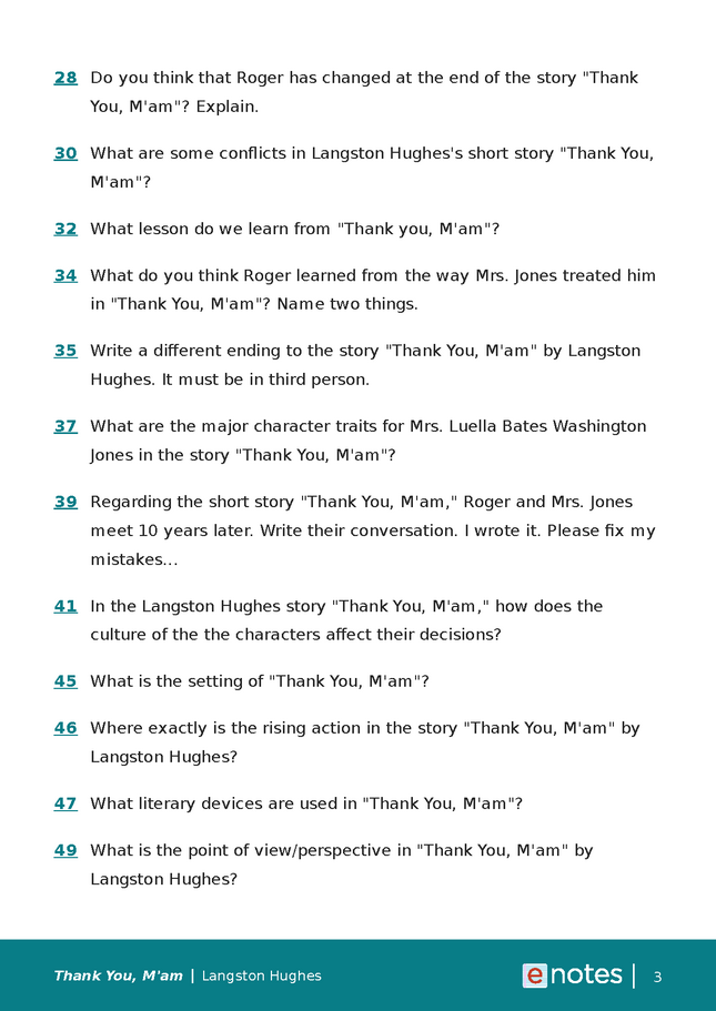 Popular Questions About Thank You, M'am - eNotes.com