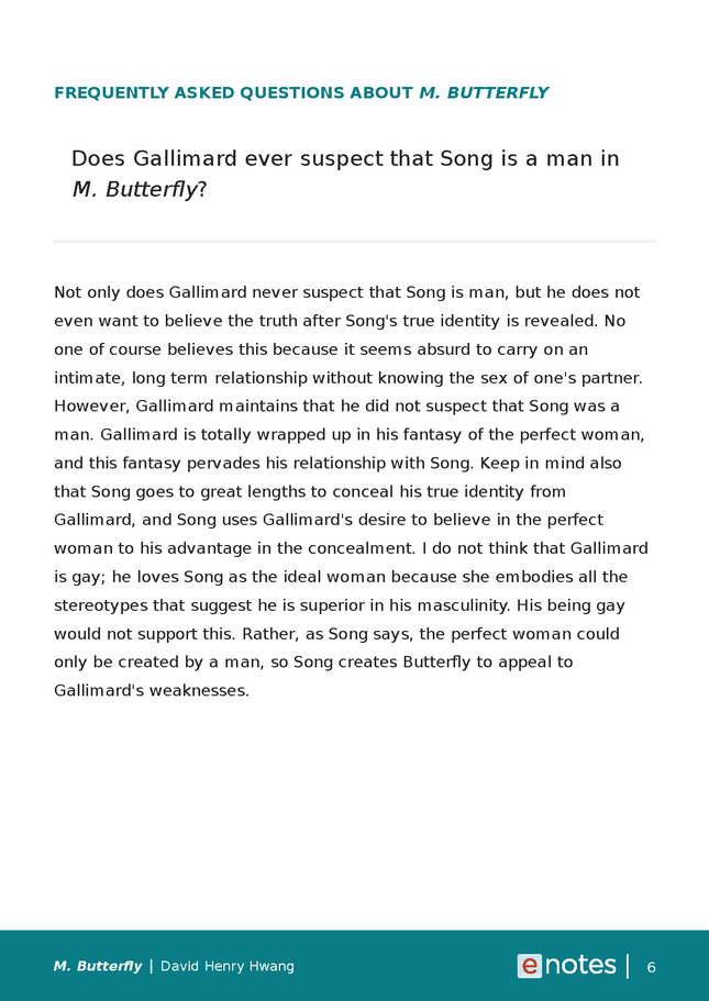 Popular Questions About M. Butterfly - eNotes.com