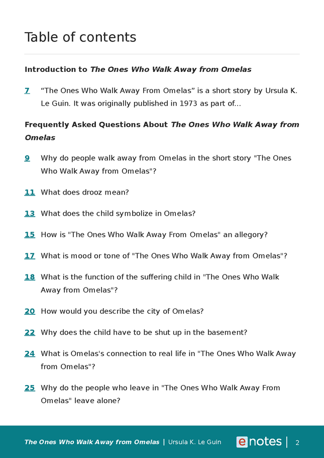 Popular Questions About The Ones Who Walk Away from Omelas - eNotes.com
