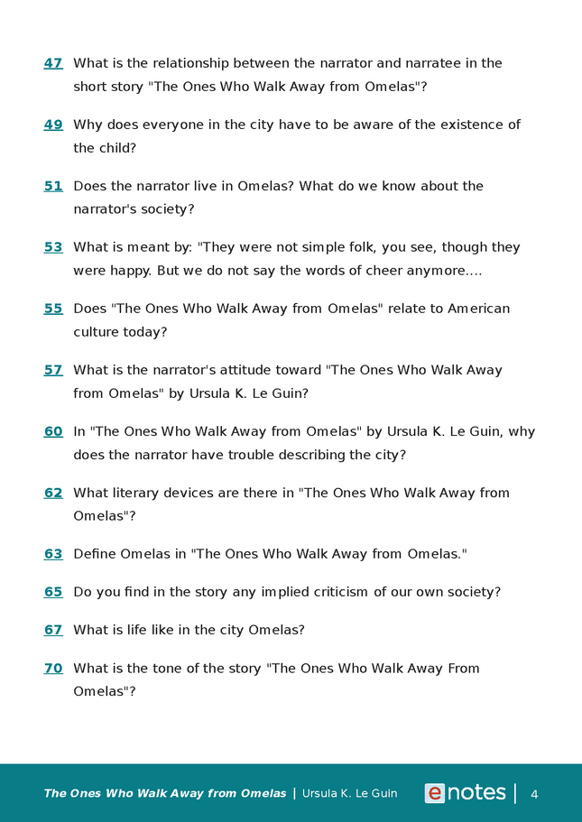 Popular Questions About The Ones Who Walk Away from Omelas - eNotes.com