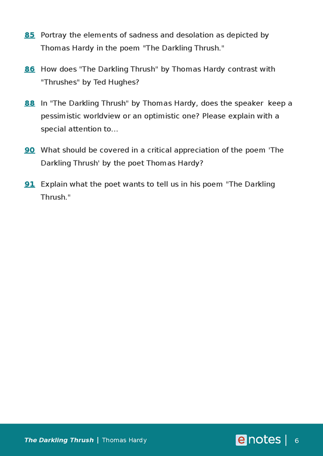 Popular Questions About The Darkling Thrush - eNotes.com