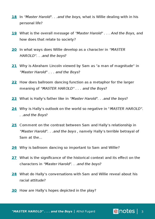 Popular Questions About "MASTER HAROLD" . . . and the Boys - eNotes.com