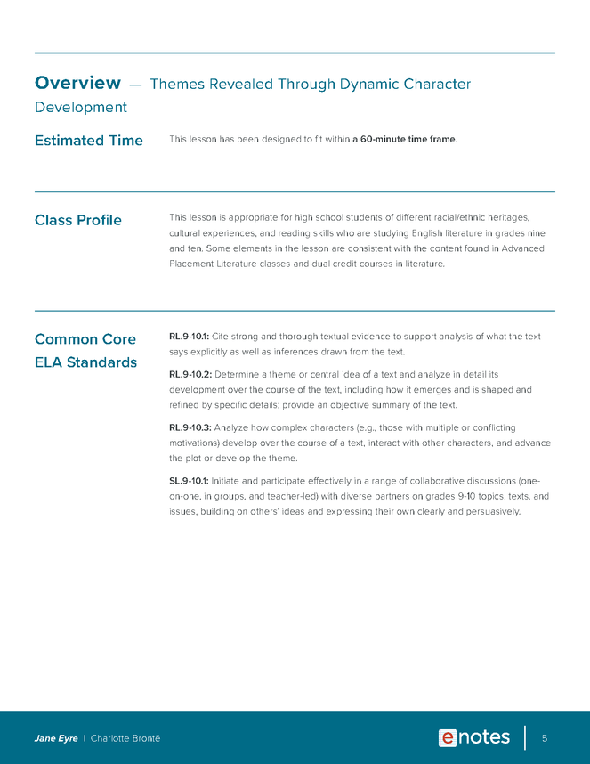 Jane Eyre Character Analysis Lesson Plan - eNotes.com