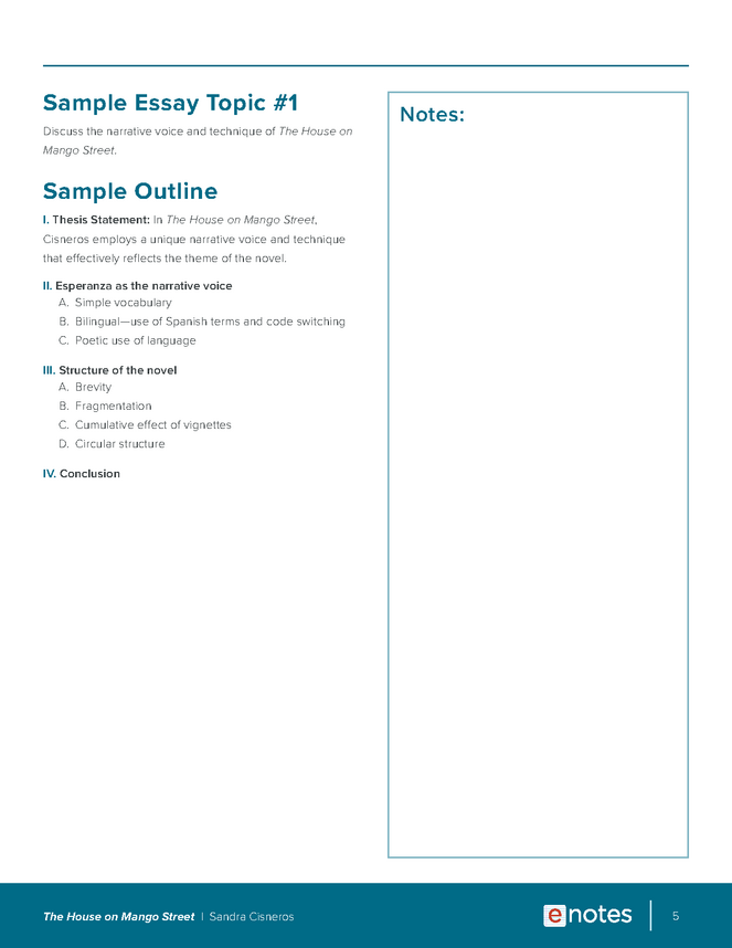 The House on Mango Street Essay Topics and Outlines - eNotes.com