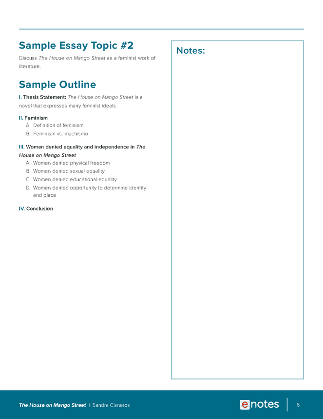 The House on Mango Street Essay Topics and Outlines - eNotes.com