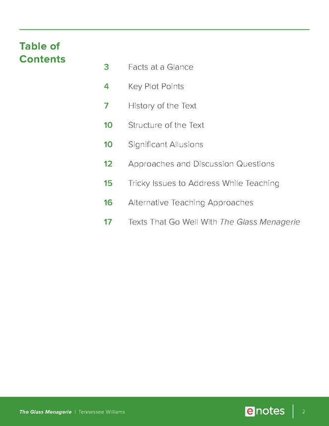 The Glass Menagerie eNotes Teaching Guide - eNotes.com