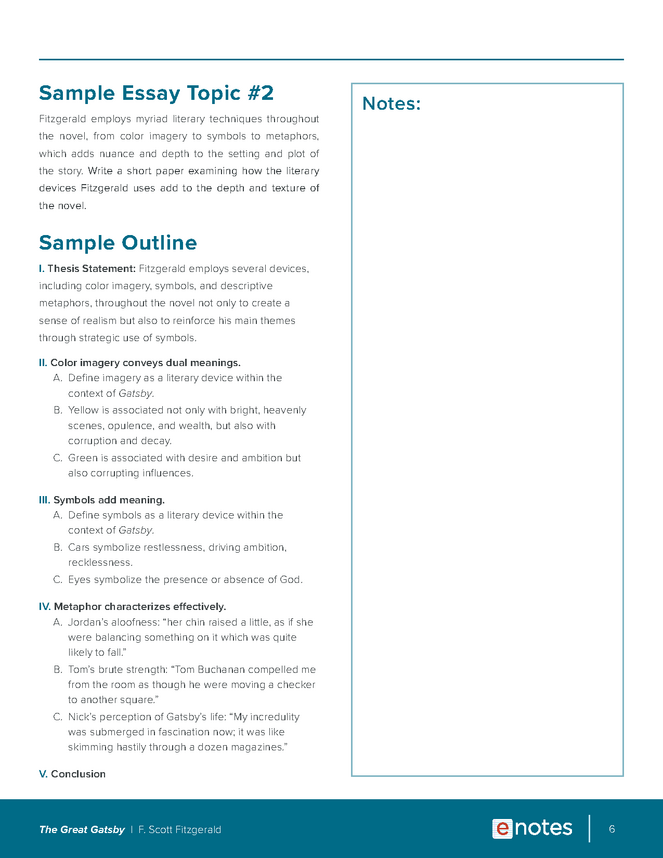 The Great Gatsby Essay Topics and Outlines - eNotes.com