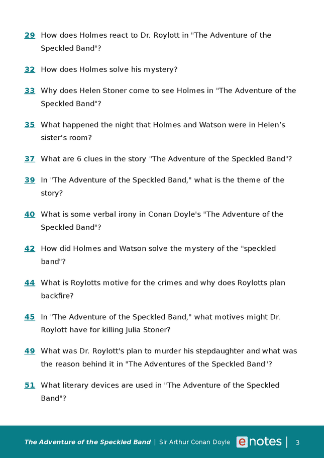 Popular Questions About The Adventure of the Speckled Band - eNotes.com