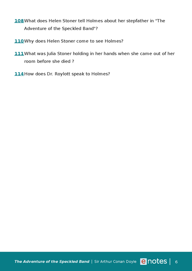 Popular Questions About The Adventure of the Speckled Band - eNotes.com