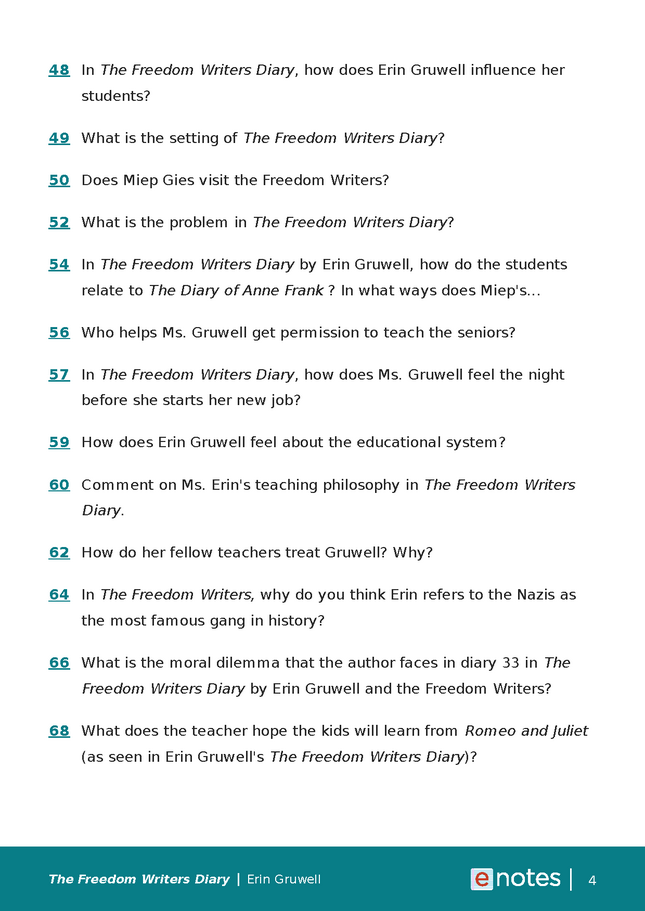 Popular Questions About The Freedom Writers Diary - eNotes.com