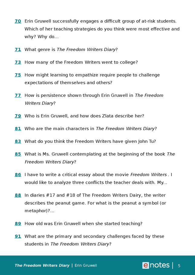 Popular Questions About The Freedom Writers Diary - eNotes.com