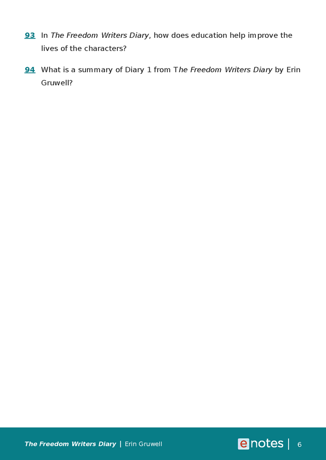 Popular Questions About The Freedom Writers Diary - eNotes.com