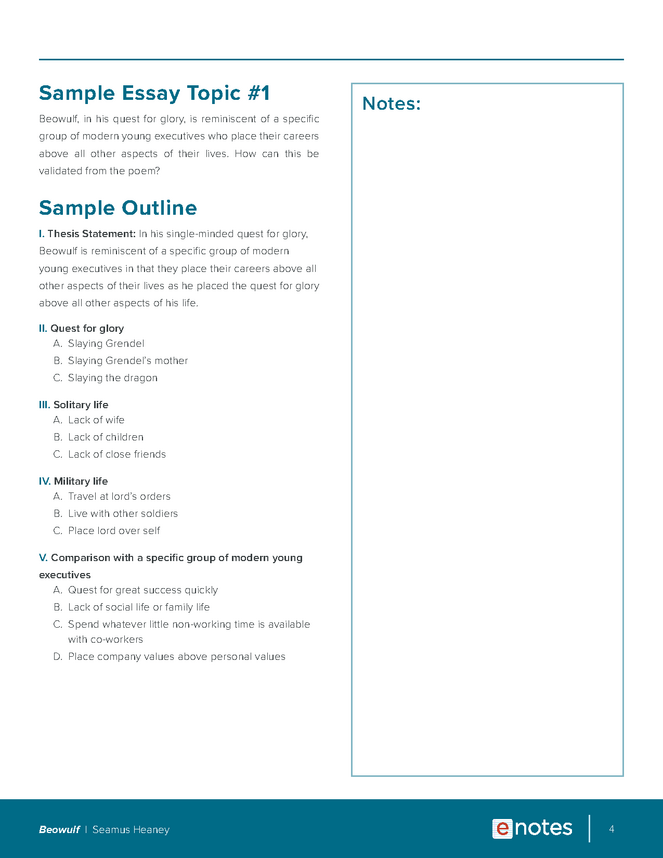 Beowulf Essay Topics and Outlines - eNotes.com