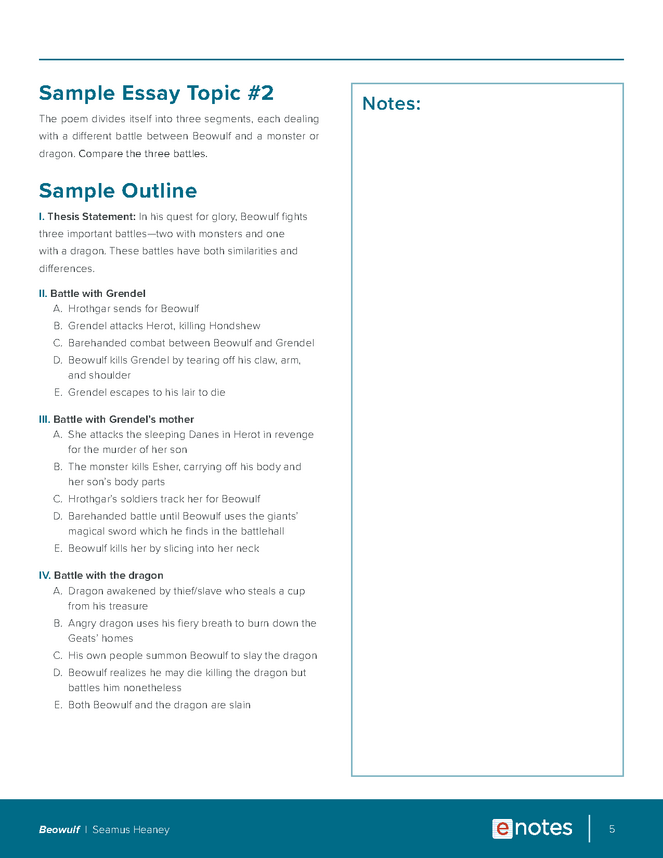 Beowulf Essay Topics and Outlines - eNotes.com