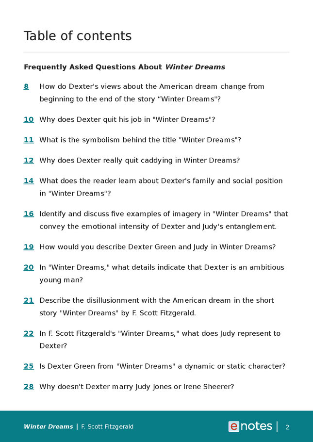 Popular Questions About Winter Dreams - eNotes.com