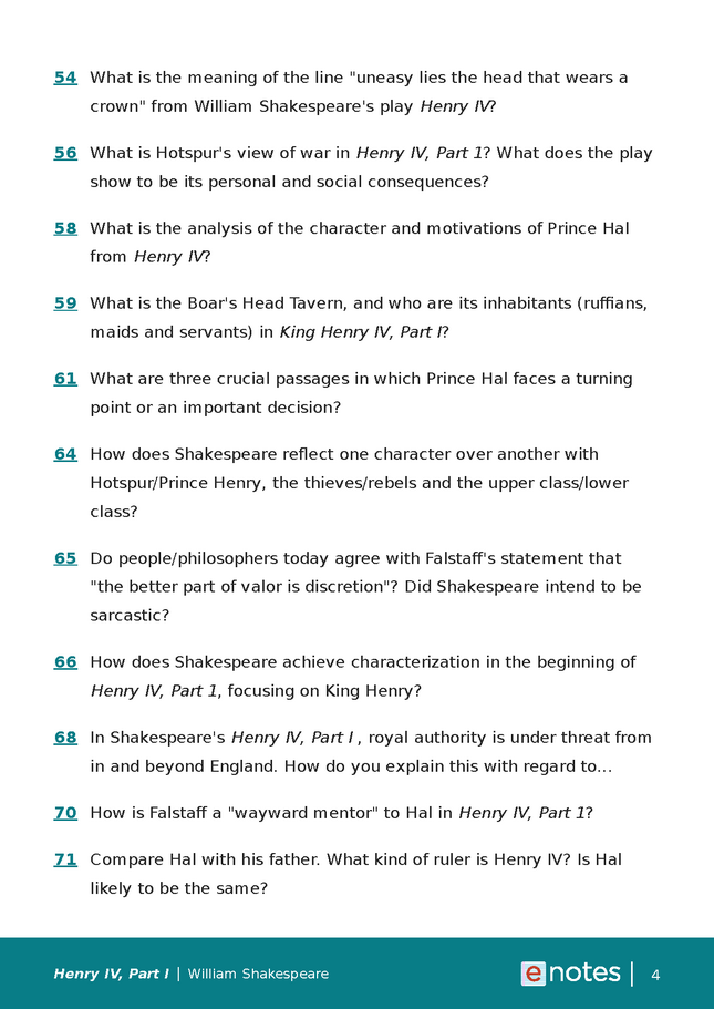 Popular Questions About Henry IV, Part I - eNotes.com