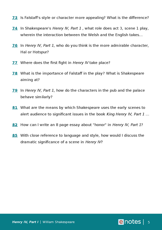 Popular Questions About Henry IV, Part I - eNotes.com