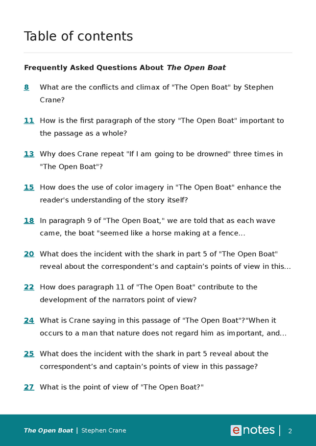 Popular Questions About The Open Boat - eNotes.com