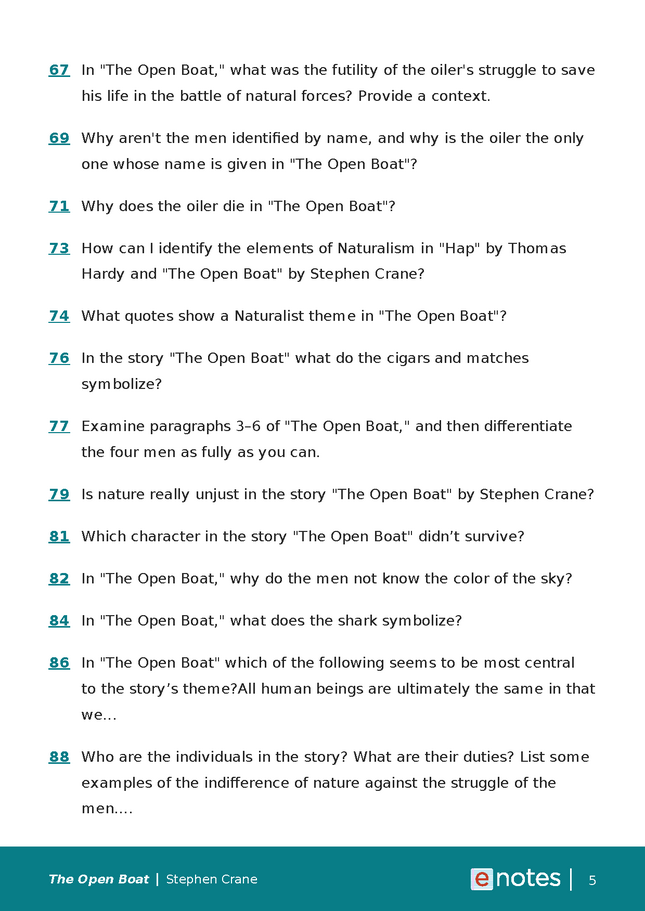 Popular Questions About The Open Boat - eNotes.com