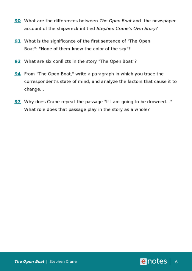 Popular Questions About The Open Boat - eNotes.com