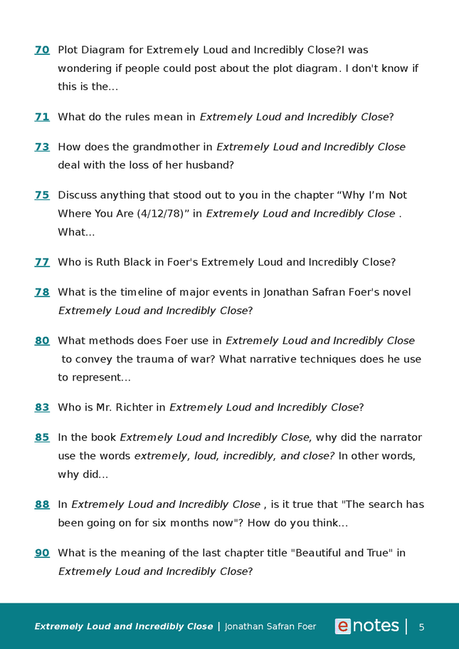 Popular Questions About Extremely Loud and Incredibly Close - eNotes.com