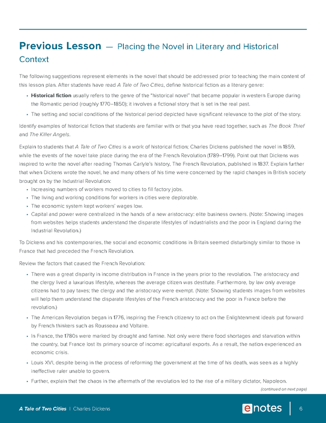 A Tale of Two Cities Themes Lesson Plan - eNotes.com