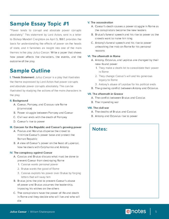 Julius Caesar Essay Topics and Outlines - eNotes.com