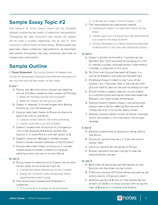 Julius Caesar Essay Topics and Outlines - eNotes.com