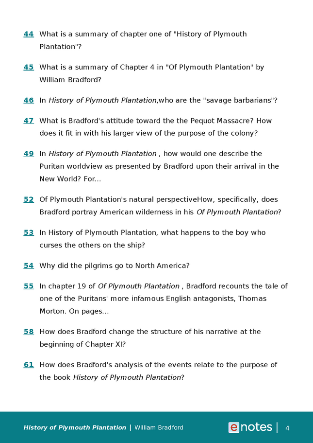 Popular Questions About History of Plymouth Plantation - eNotes.com