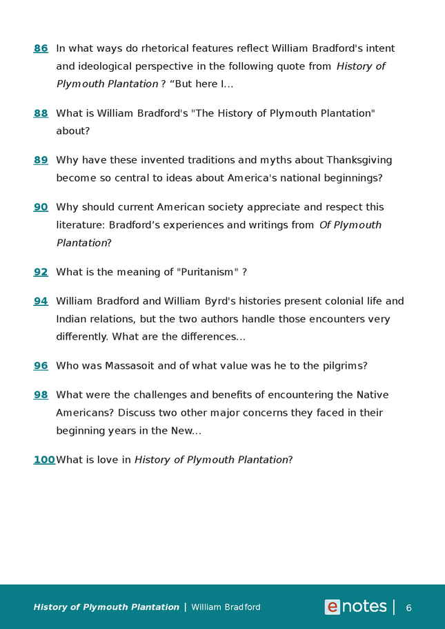 Popular Questions About History of Plymouth Plantation - eNotes.com