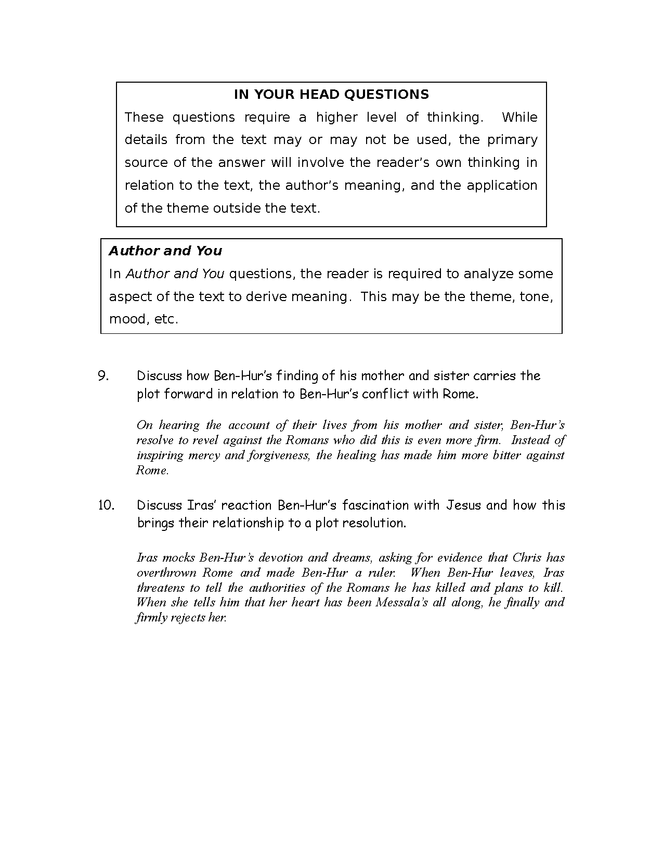 QAR Questions for Lew Wallace's "Ben-Hur" Book Eighth Chapters 4-6 ...