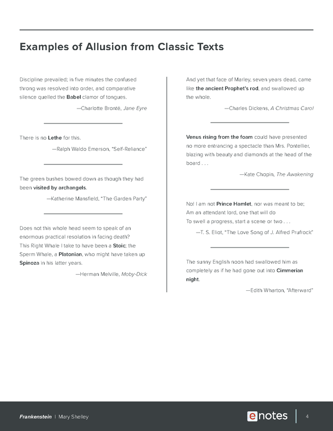 Frankenstein Allusion Activity - eNotes.com