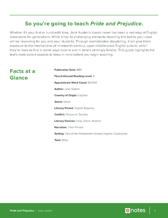 Pride and Prejudice eNotes Teaching Guide - eNotes.com