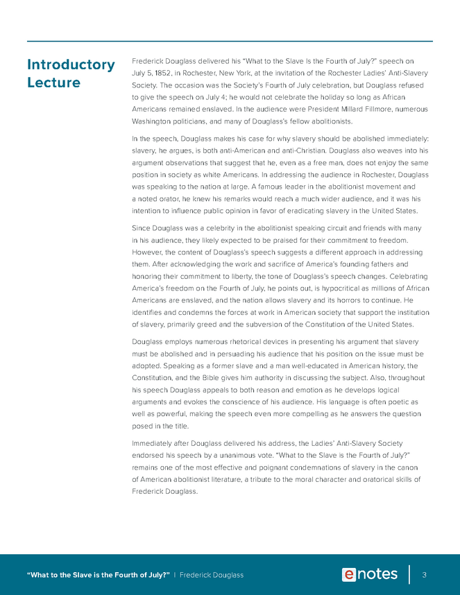 What to the Slave Is the Fourth of July? Rhetorical Devices Lesson Plan ...