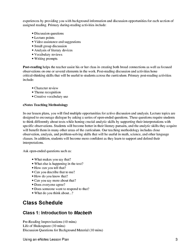 Macbeth Enotes Curriculum Plan Enotes