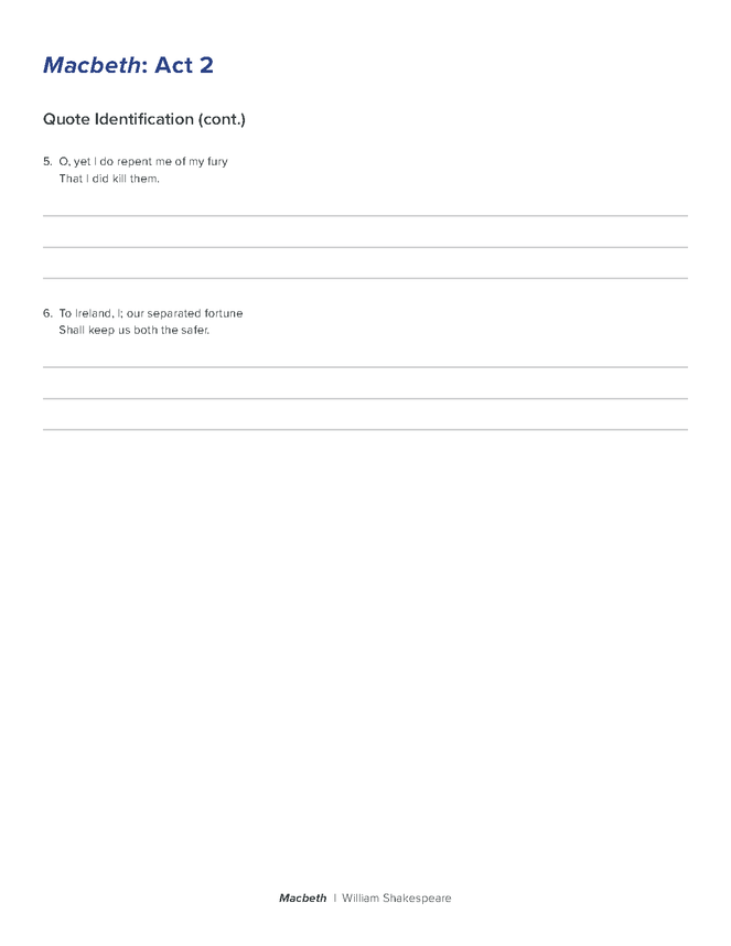 Macbeth Reading Comprehension Quiz - eNotes.com