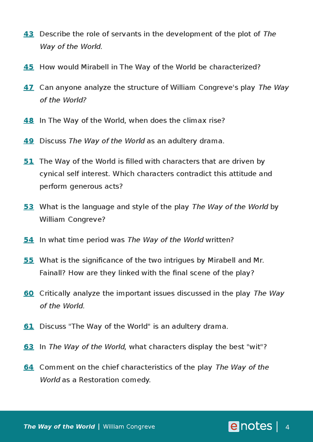 Popular Questions About The Way of the World - eNotes.com